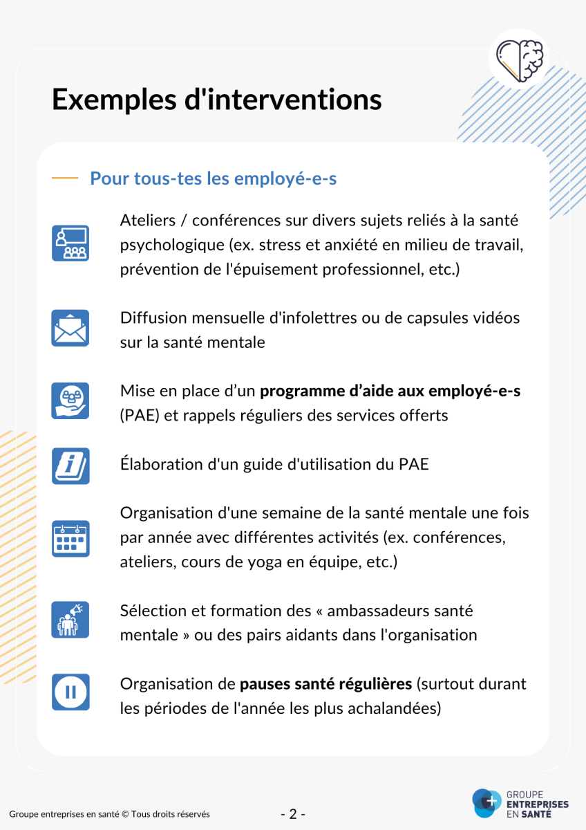 La santé mentale au travail : quoi faire et comment faire ? coesion - santé et mieux-être au travail